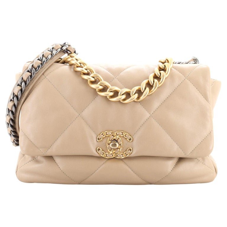 Chanel 19 Flap Bag Quilted Lambskin Large For Sale at 1stDibs