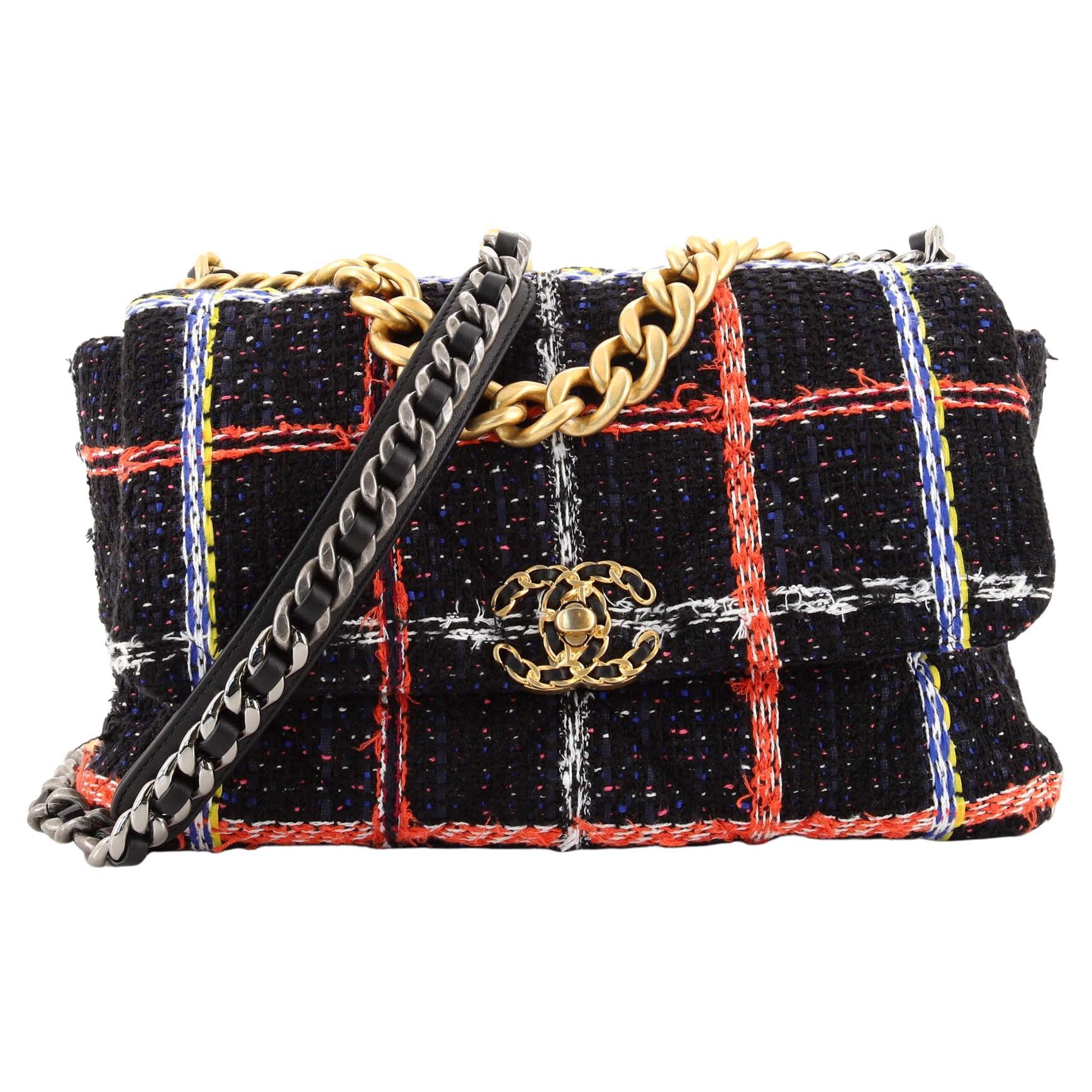 Chanel 19 Flap Bag Quilted Tweed Large at 1stDibs