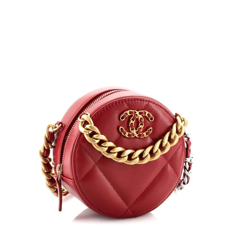 Chanel 19 Round Clutch with Chain Quilted Lambskin at 1stDibs