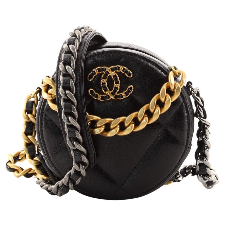 Chanel 19 Round Clutch with Chain Quilted Lambskin at 1stDibs