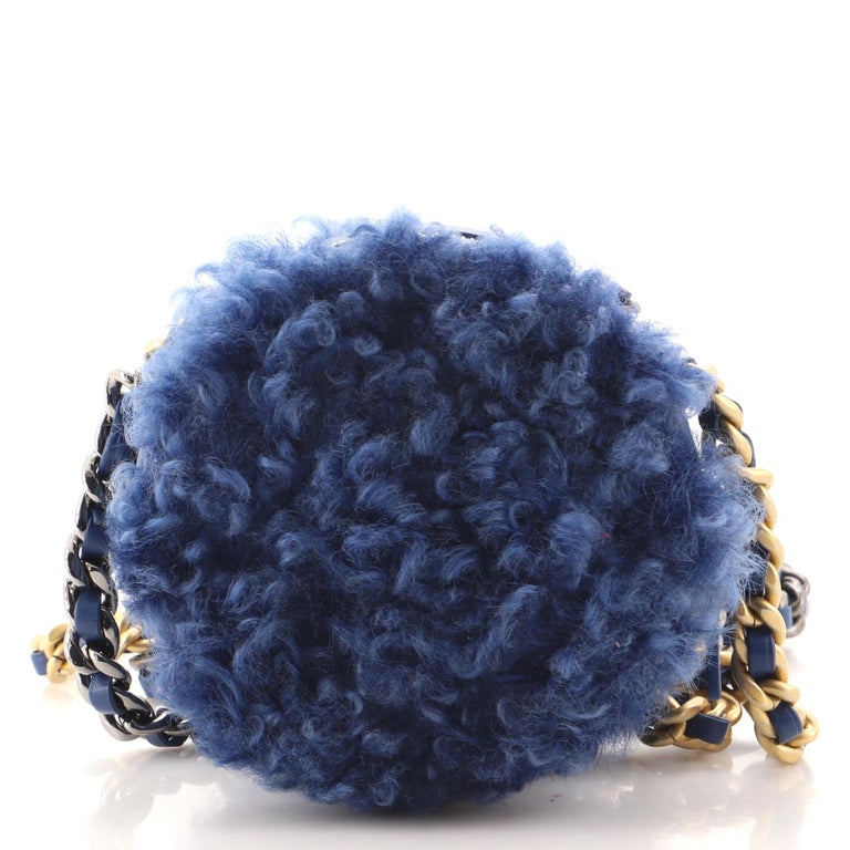 Chanel 19 Round Clutch with Chain Quilted Shearling at 1stDibs