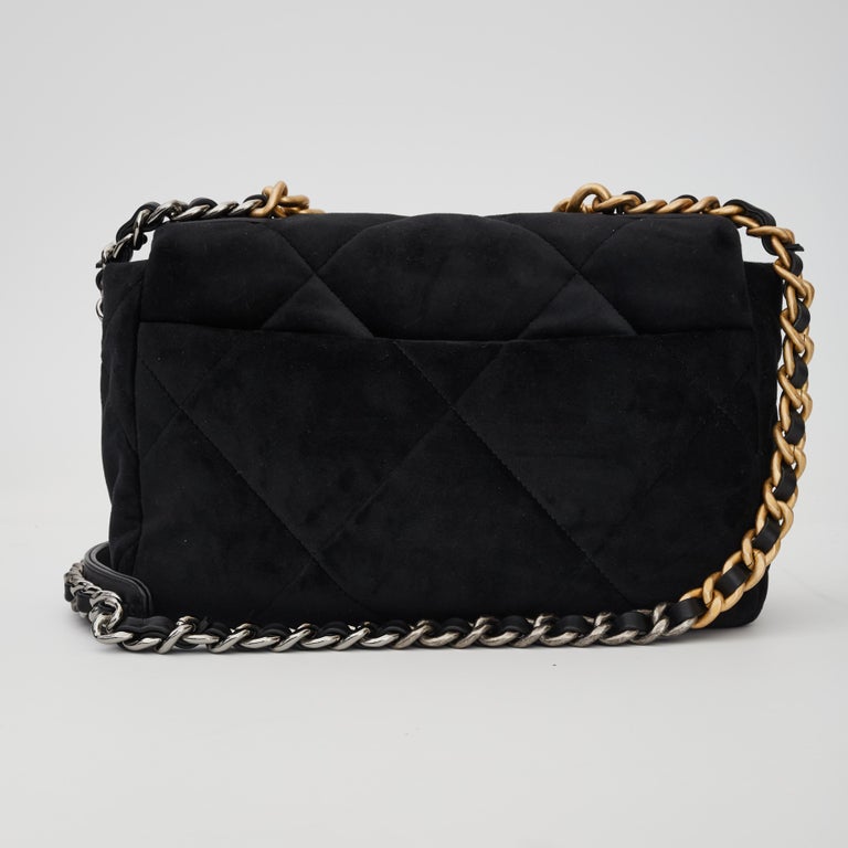 Chanel 19 Small Velvet Black Flap Bag (2020) For Sale at 1stDibs