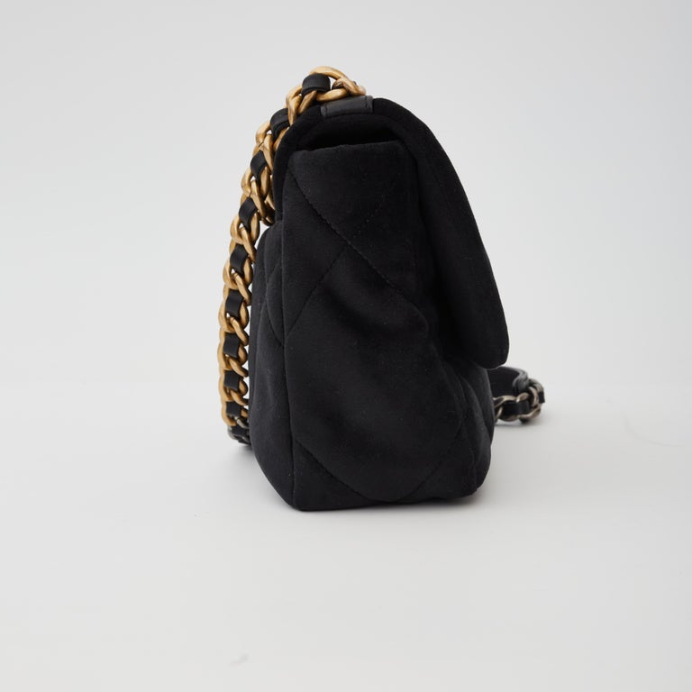 Chanel 19 Small Velvet Black Flap Bag (2020) For Sale at 1stDibs