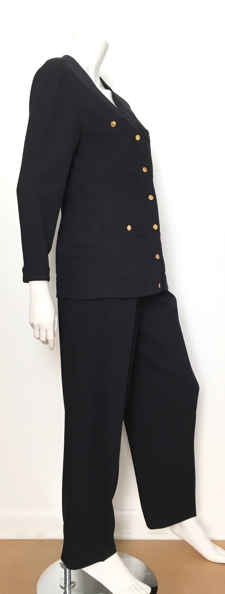 Chanel 1980s Navy Gabardine Wool Pant Suit Size 4. For Sale at 1stDibs ...