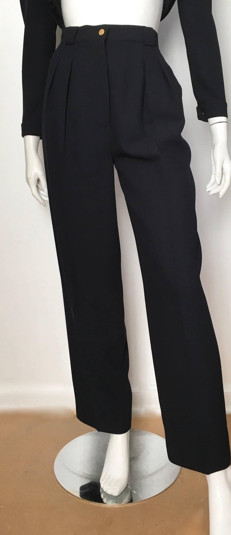 Chanel 1980s Navy Gabardine Wool Pant Suit Size 4. For Sale at 1stDibs ...