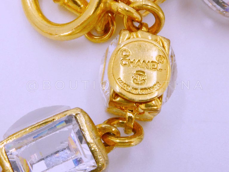 Chanel 1980s Vintage Massive Crystal Cube Long Necklace Gold Plated ...