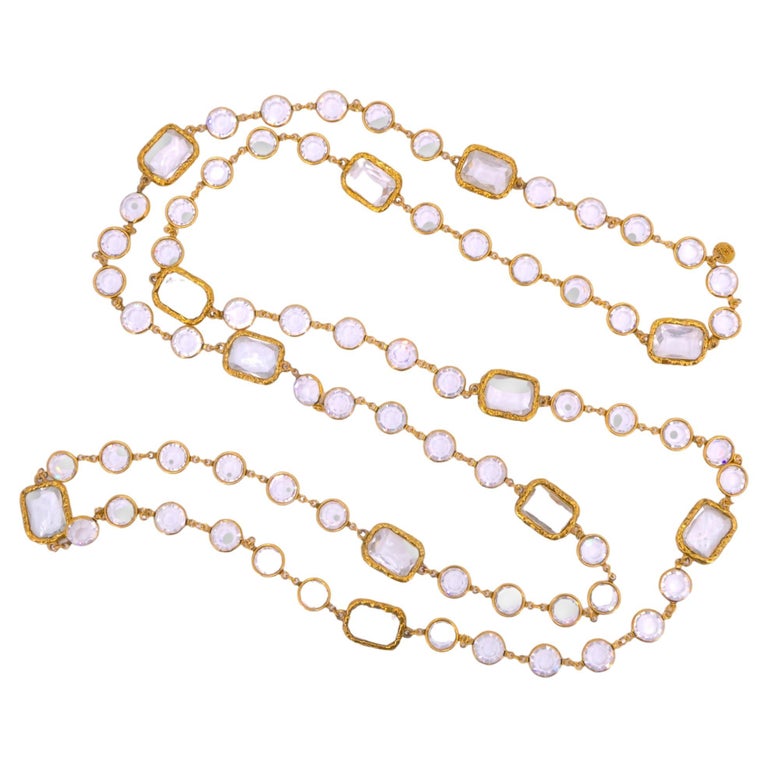 Chanel, collier chic vintage en cristal blanc transparent 66685 En ...