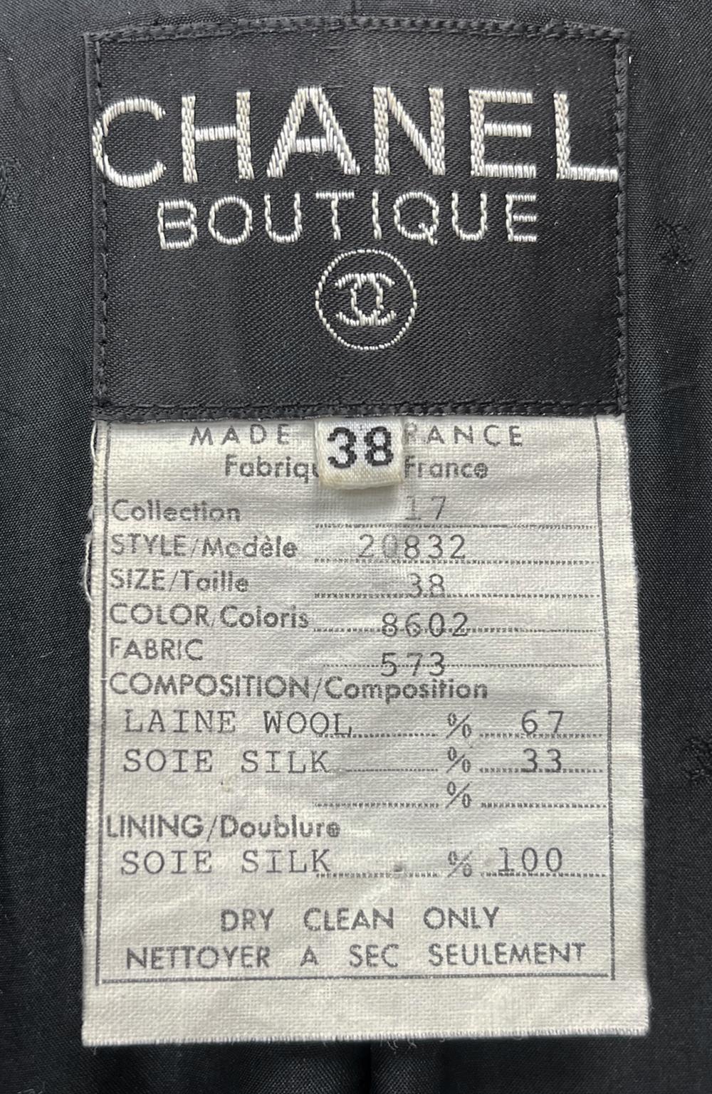 Chanel 1988 Extremely Rare Collectors Black Tweed Jacket For Sale at ...