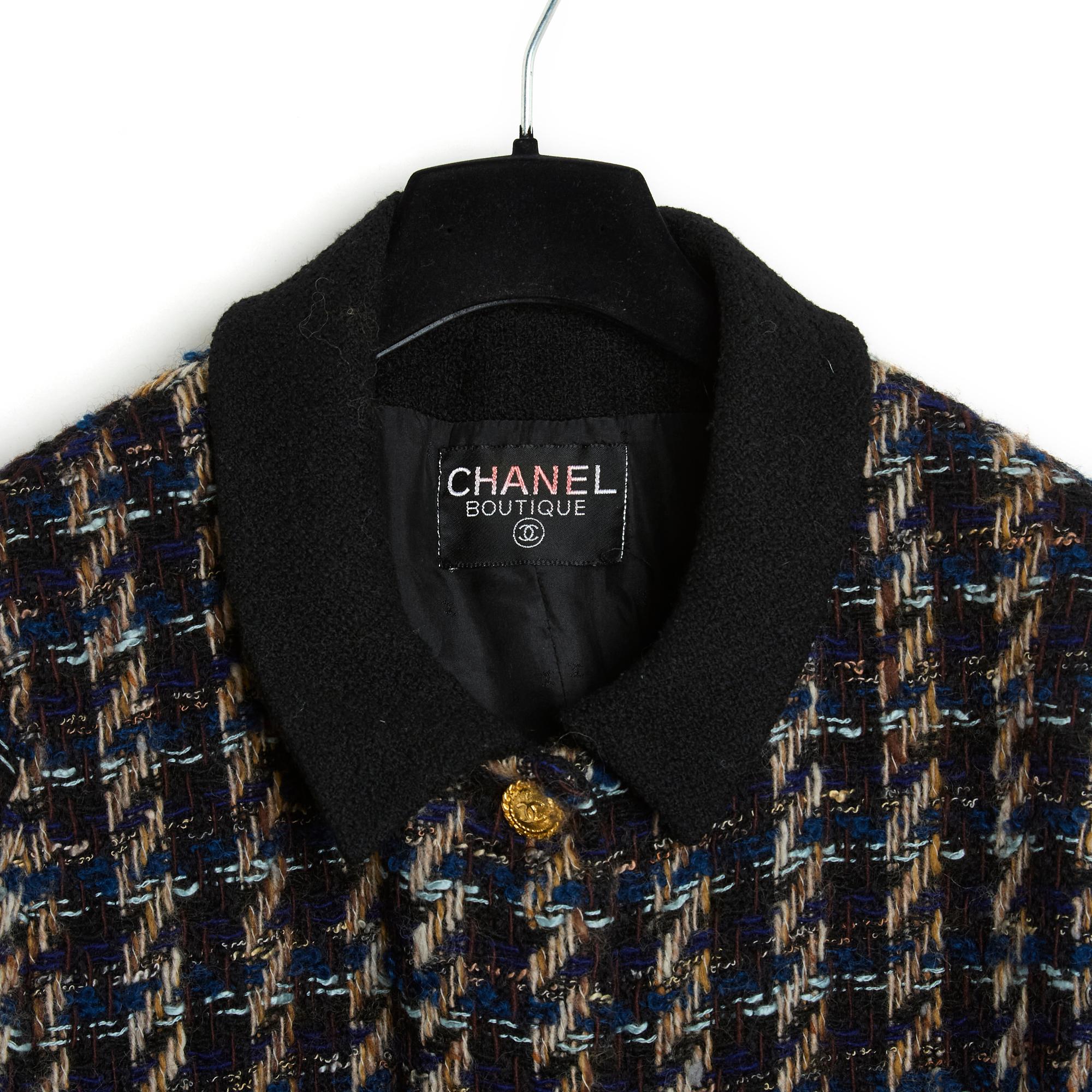 Chanel 1988 Manteau Cape FR40 Black Wool Tweed Coat Cape US10 For Sale ...