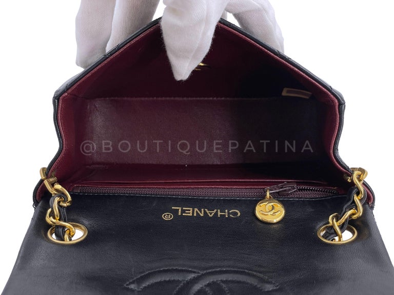 Chanel 1989 Vintage Black Square Mini Flap Bag 24k GHW Lambskin 66761 ...