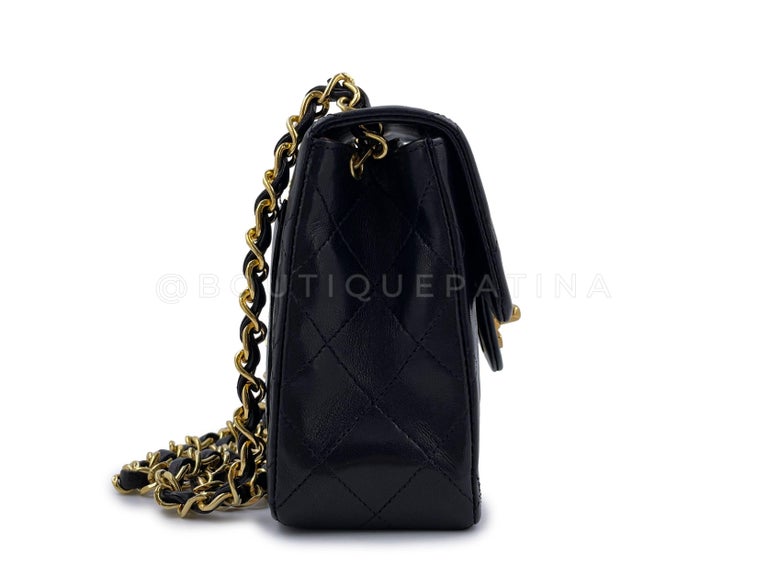Chanel 1989 Vintage Black Square Mini Flap Bag 24k GHW Lambskin 66761 ...