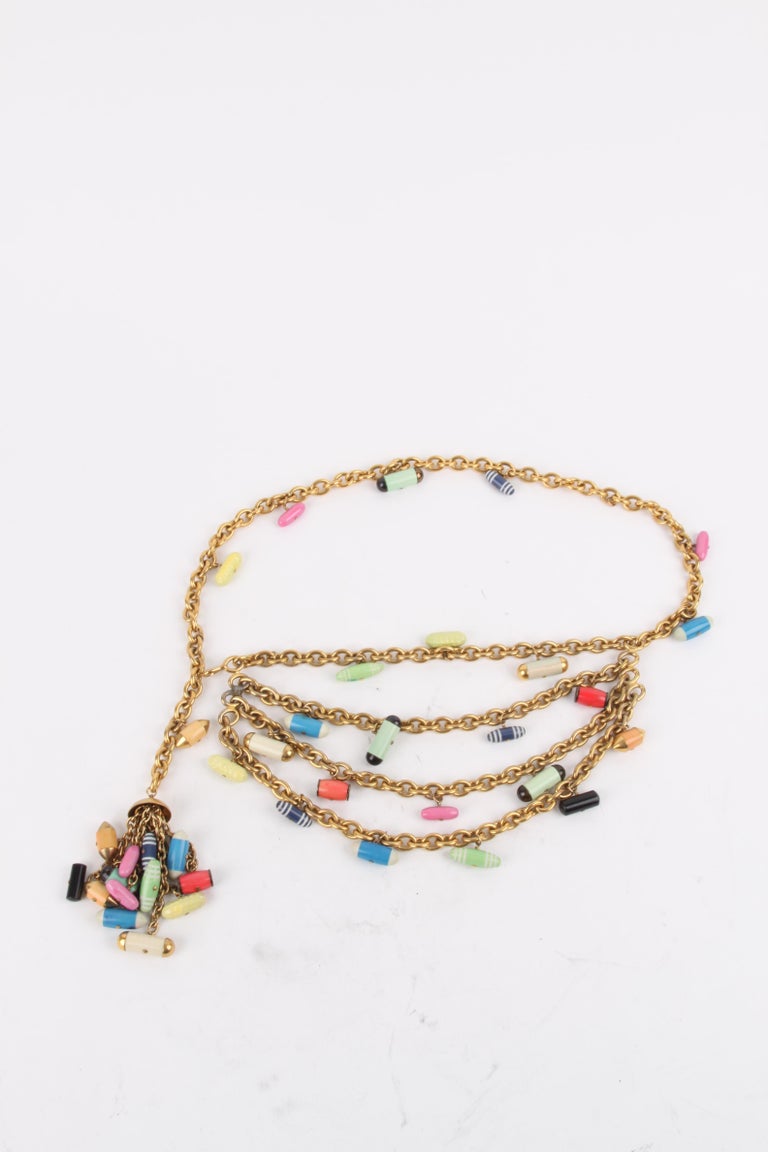 Chanel 1991 Fall/Winter Gold Chain Multicolour Pill Capsule Belt Very ...