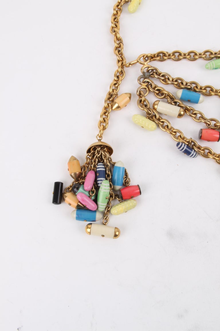 Chanel 1991 Fall/Winter Gold Chain Multicolour Pill Capsule Belt Very ...