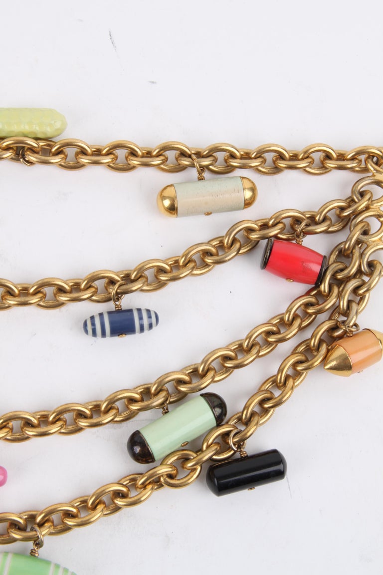 Chanel 1991 Fall/Winter Gold Chain Multicolour Pill Capsule Belt Very ...