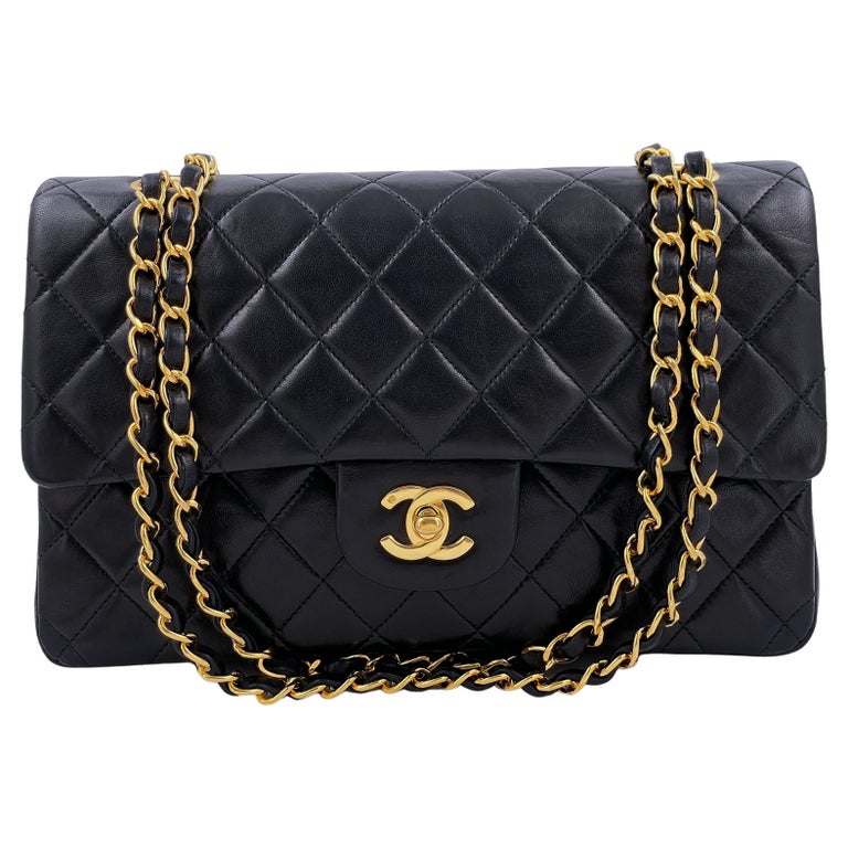 Chanel 1991 Vintage Black Medium Classic Flap Bag 24k GHW Lambskin ...
