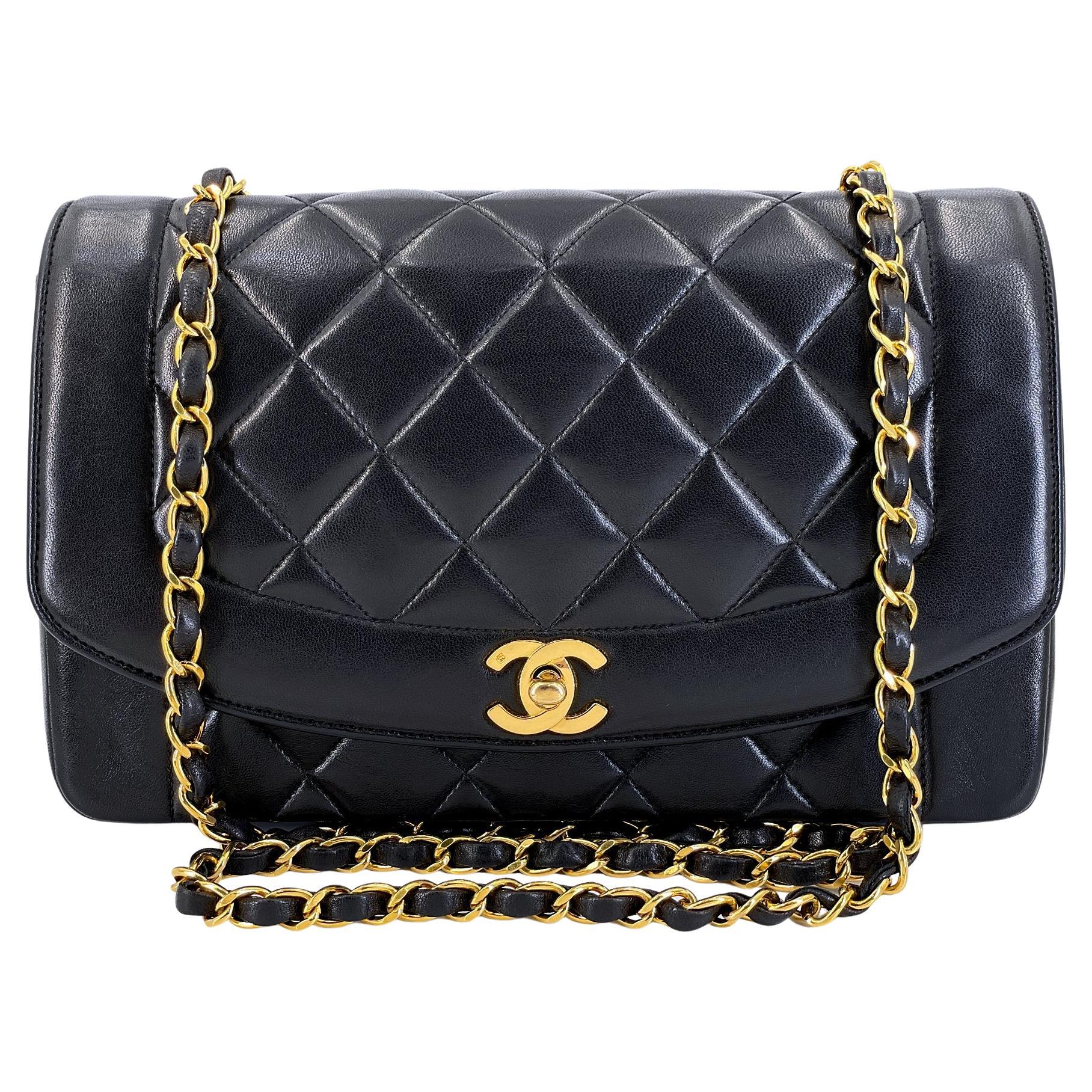 Chanel 1992 Vintage Black Medium Diana Flap Bag 24k GHW 65315 For Sale ...