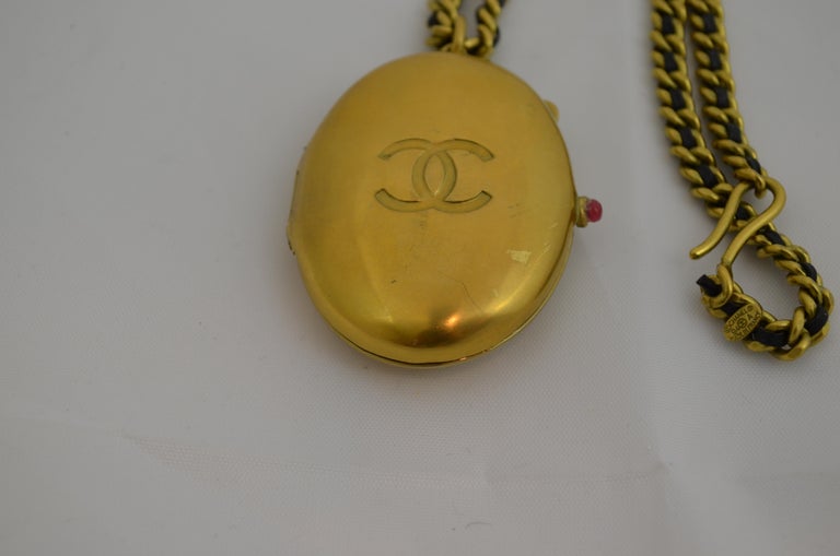 Chanel 1994 A CC Chain and Leather Locket Necklace at 1stDibs | gold ...