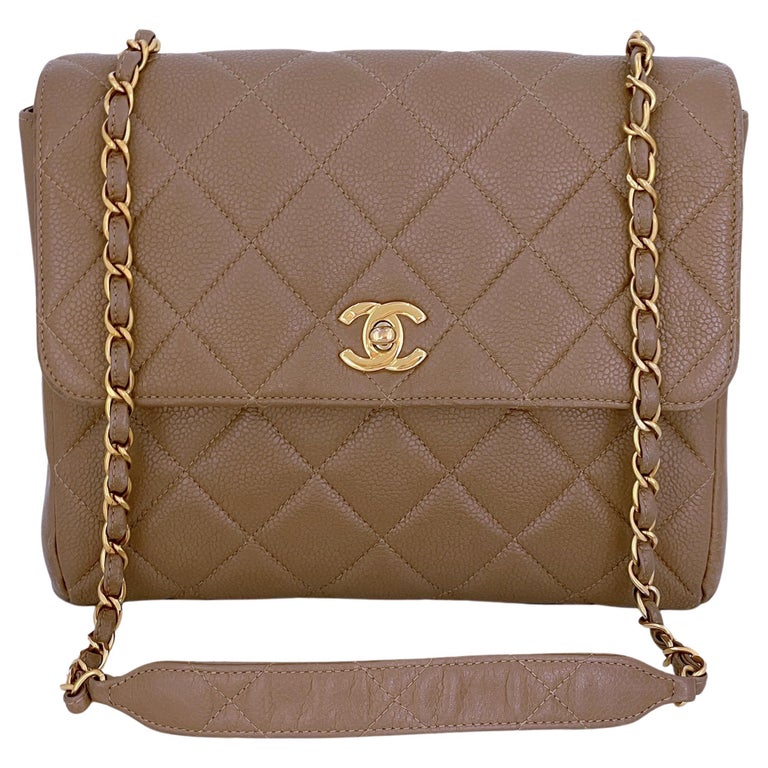 Chanel 1994 Taupe Beige Caviar Tall Crossbody Flap Bag 24k GHW 66375 ...
