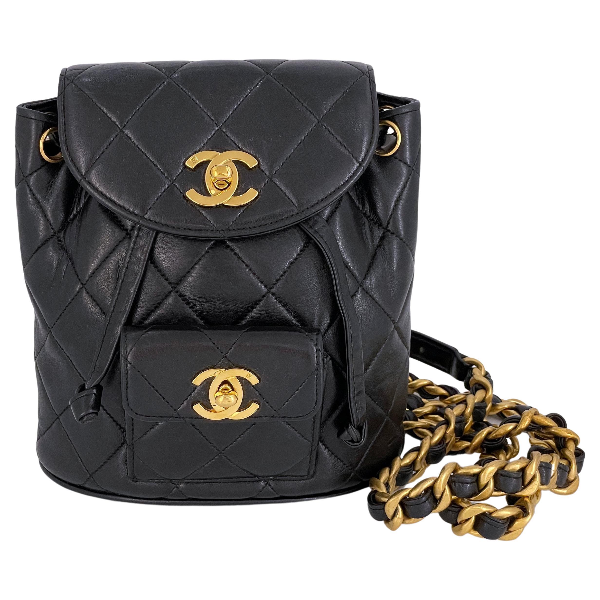 Chanel 1994 Vintage Black Mini Duma Backpack Bag 24k GHW 66383 For Sale ...