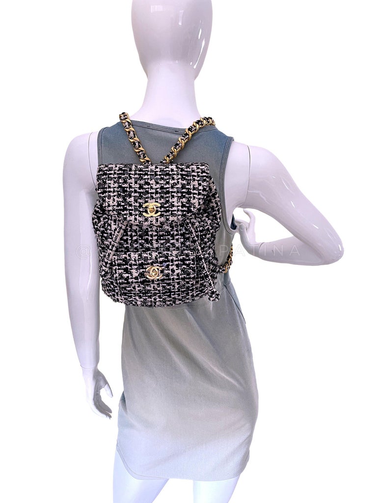 Chanel 1994 Vintage Black White Tweed Duma Backpack Bag 24k GHW 66338 ...