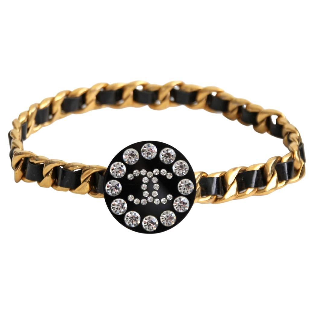 CHANEL 1995 Gold Chain Swarovski CC Logo Belt with Rhinestones by Karl ...