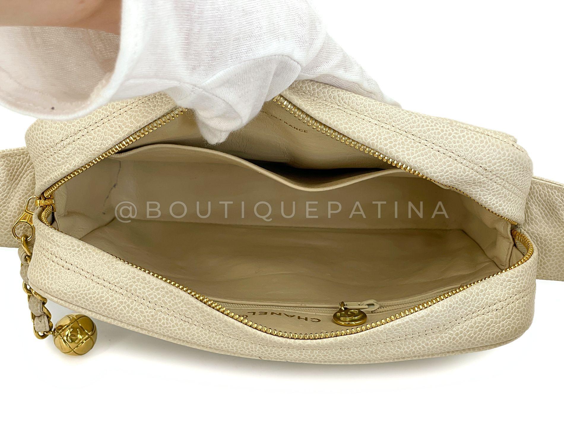 Chanel 1995 Vintage Bone Ivory Caviar Envelope Camera Flap Bag Covered ...
