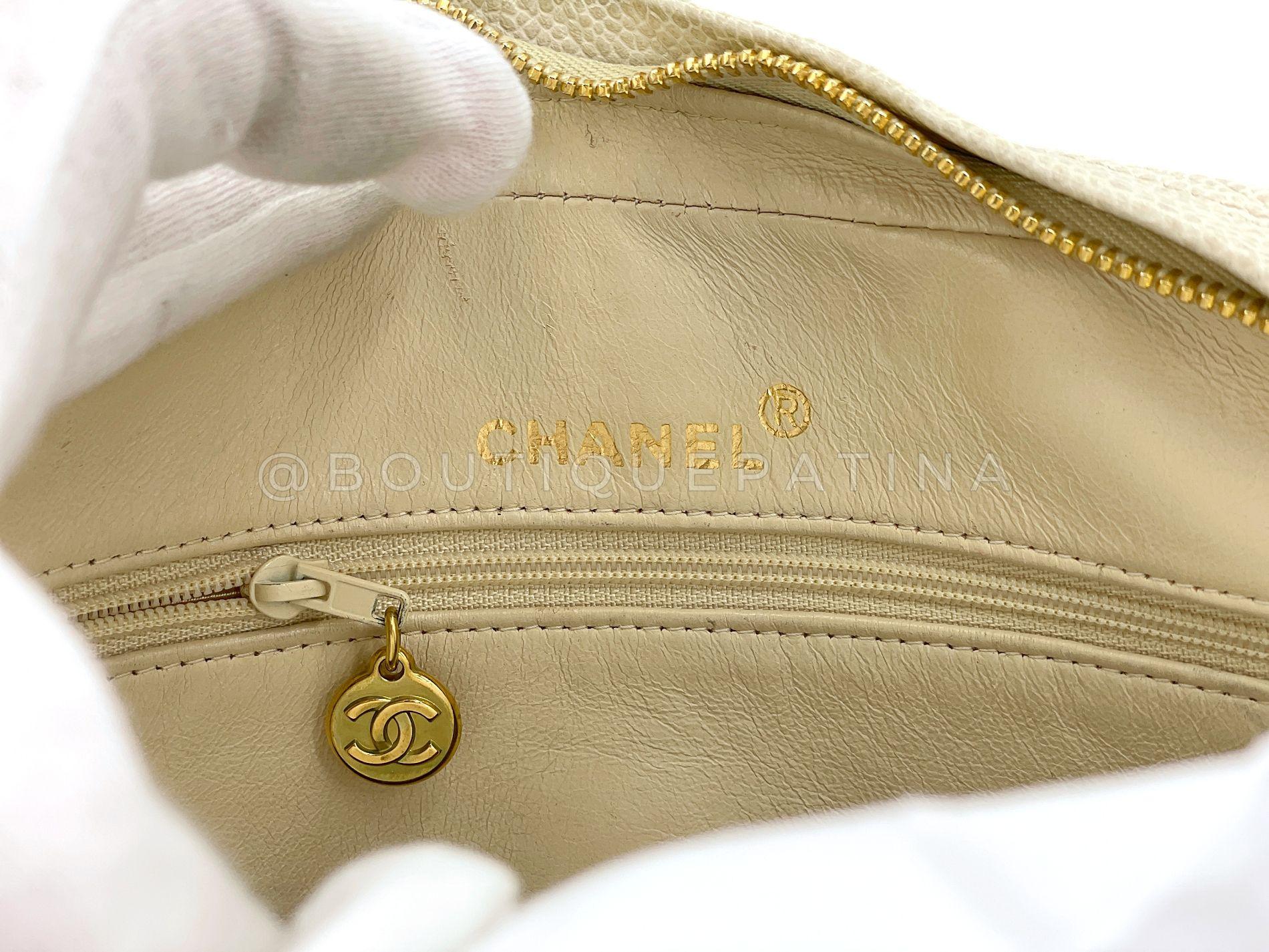 Chanel 1995 Vintage Bone Ivory Caviar Envelope Camera Flap Bag Covered ...