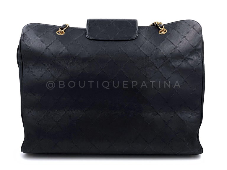 Chanel 1996 Vintage Black Quilted Supermodel XL Weekender Tote Bag 24k ...