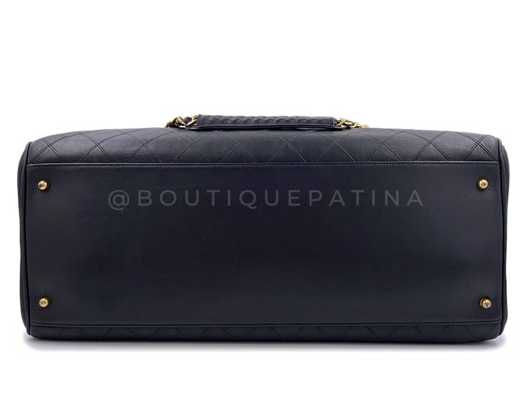 Chanel 1996 Vintage Black Quilted Supermodel XL Weekender Tote Bag 24k ...