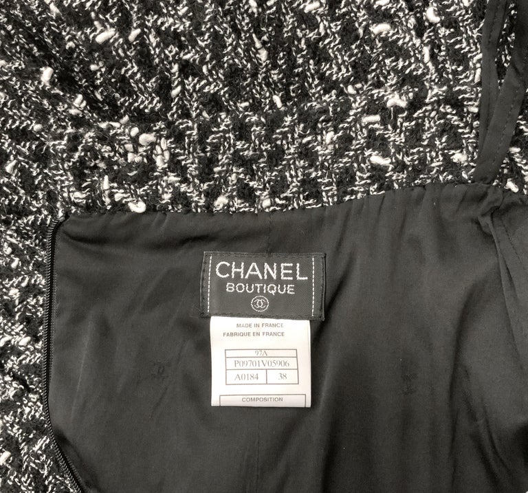 Chanel 1997 97A Black and White Wool Tweed Suit For Sale at 1stDibs