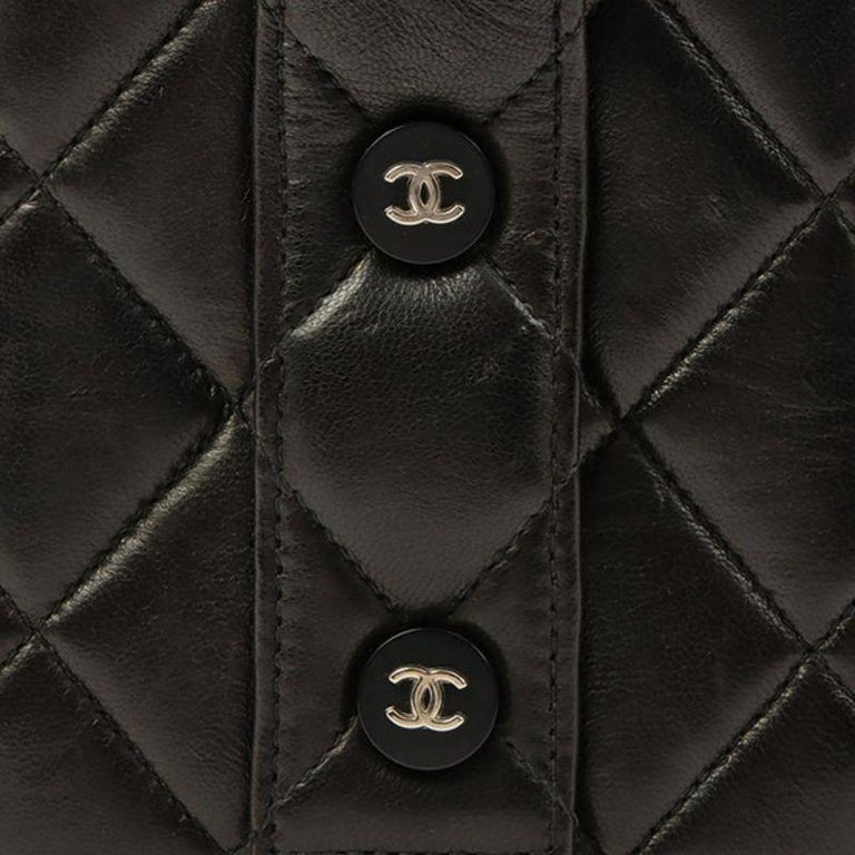 Chanel 1997 Made Logo Plate Box Hand Bag Black For Sale at 1stDibs