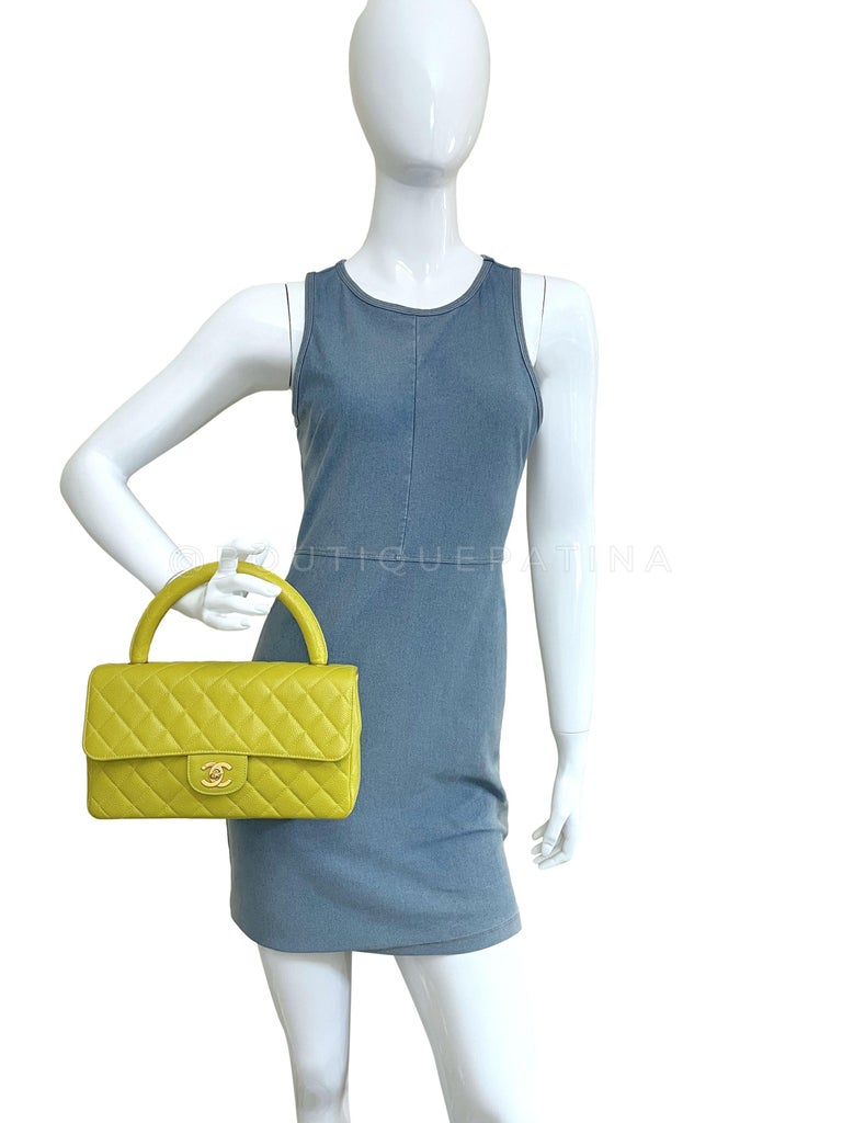 Chanel 1997 Vintage Chartreuse Green Caviar Kelly Medium Flap Parent ...