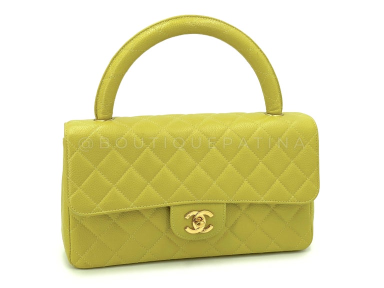 Chanel 1997 Vintage Chartreuse Green Caviar Kelly Medium Flap Parent ...