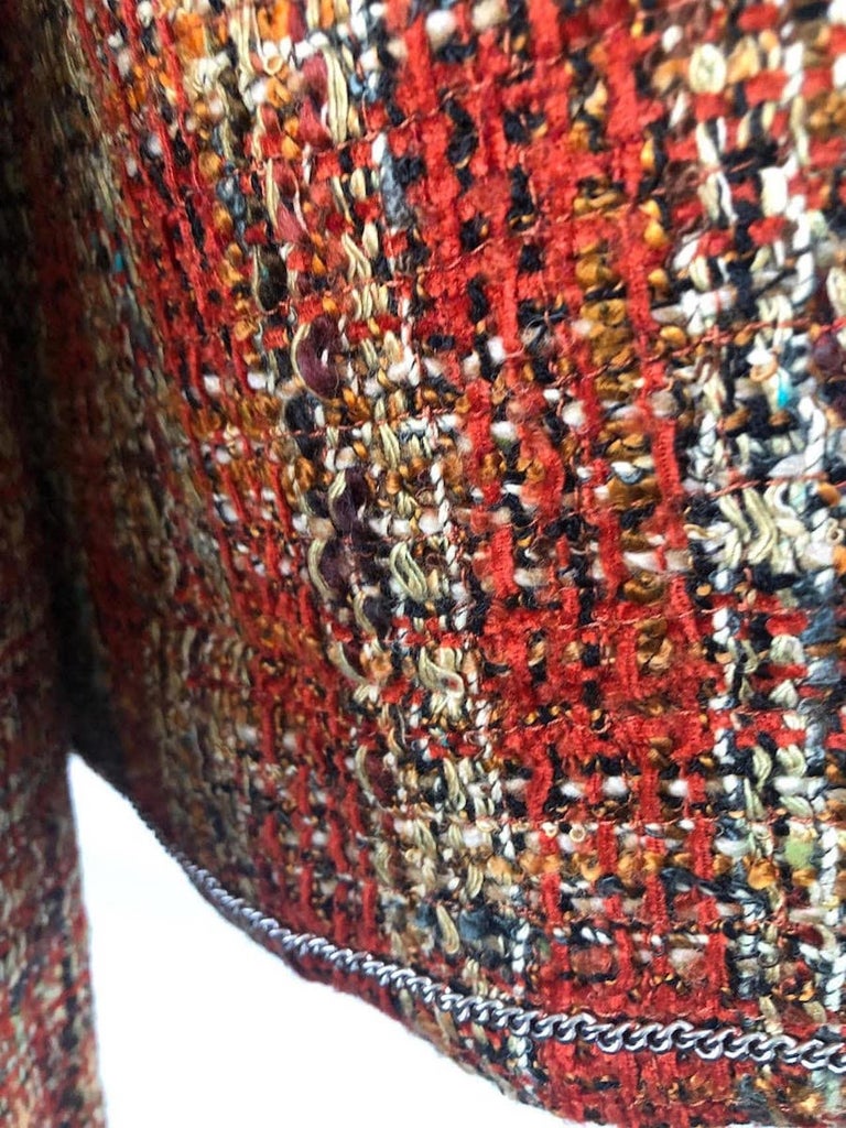 CHANEL 1998 Orange and Beige Wool Tweed Vintage Skirt Suit Bouclé CC ...