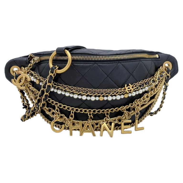 Chanel 19A Black All About Chains Bumbag Belt Bag 66796 For Sale at 1stDibs