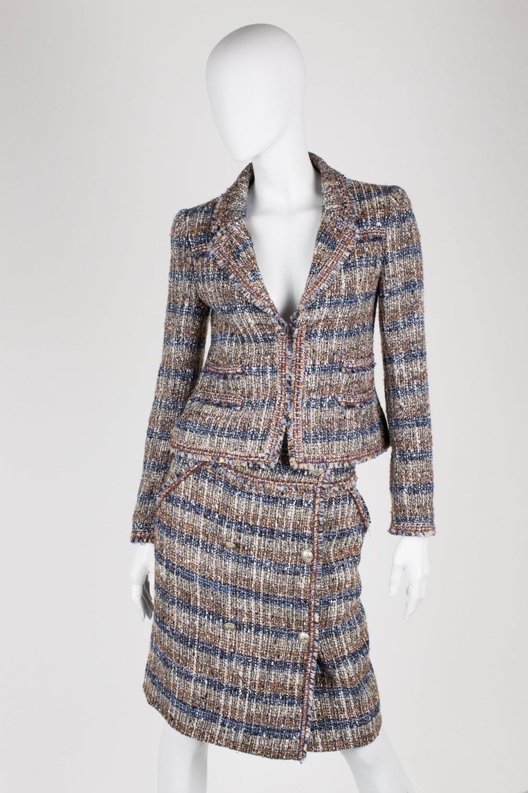 Chanel 2-piece suit - blue/brown/grey/silver For Sale at 1stDibs ...