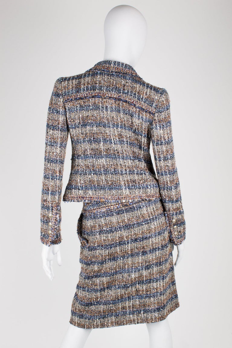 Chanel 2-piece suit - blue/brown/grey/silver For Sale at 1stDibs ...