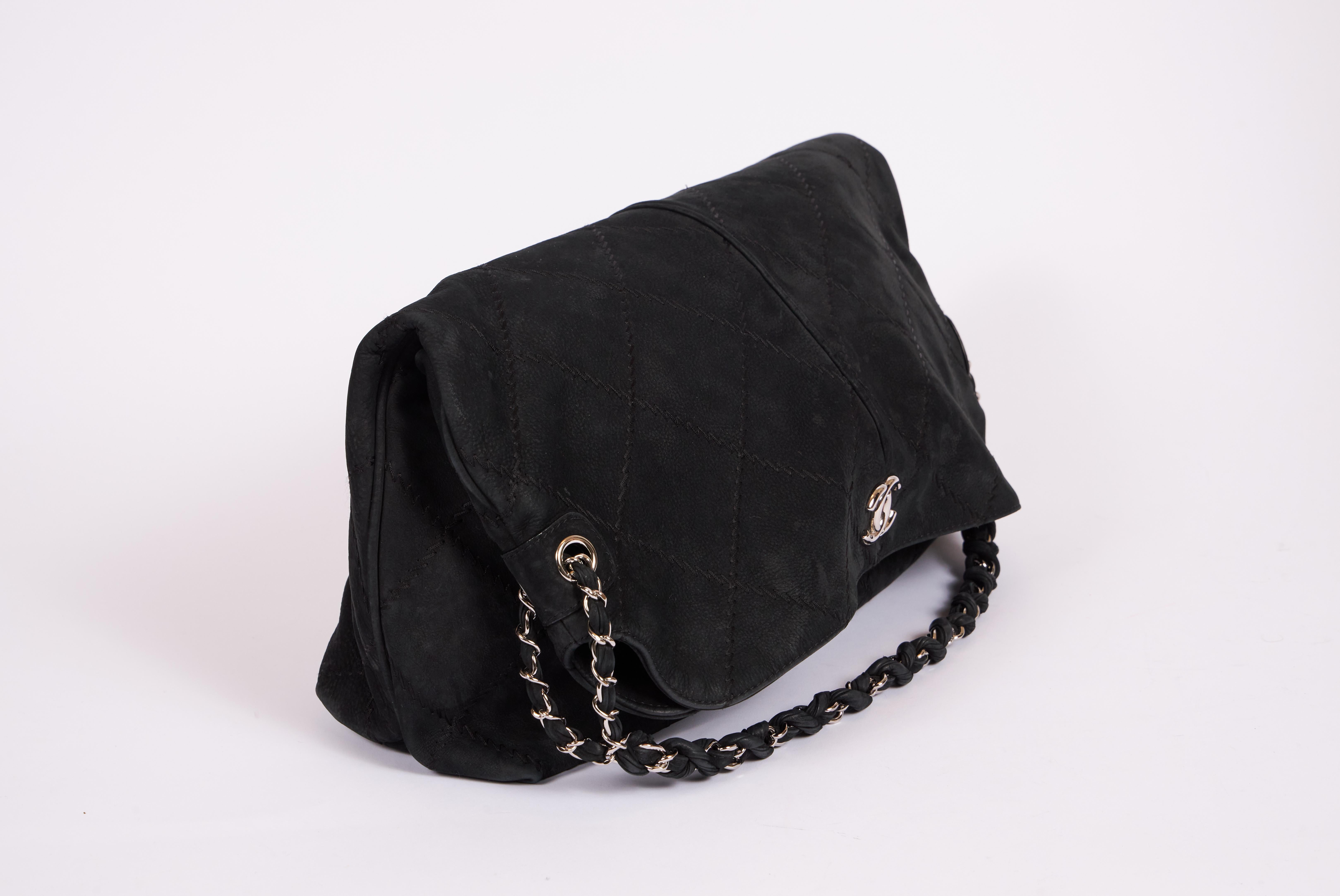 Chanel 2 Way Black Suede Large Bag at 1stDibs | black suede chanel bag ...