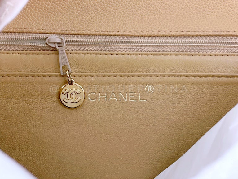 Chanel 2000 Vintage Beige Caviar Classic Kelly Flap Bag 24k GHW 66445 ...