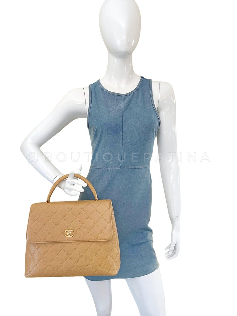 Chanel 2000 Vintage Beige Caviar Classic Kelly Flap Bag 24k GHW 66445 ...