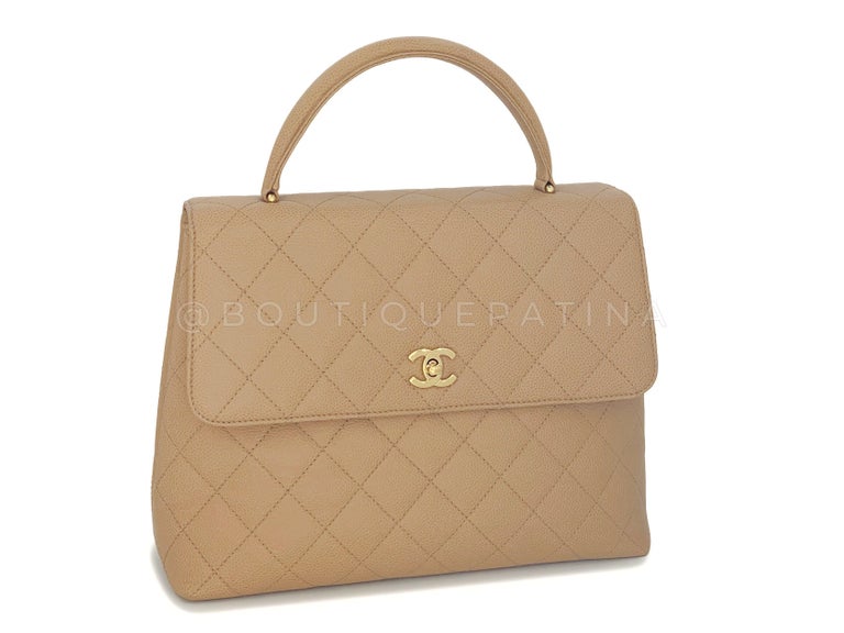 Chanel 2000 Vintage Beige Caviar Classic Kelly Flap Bag 24k GHW 66445 ...