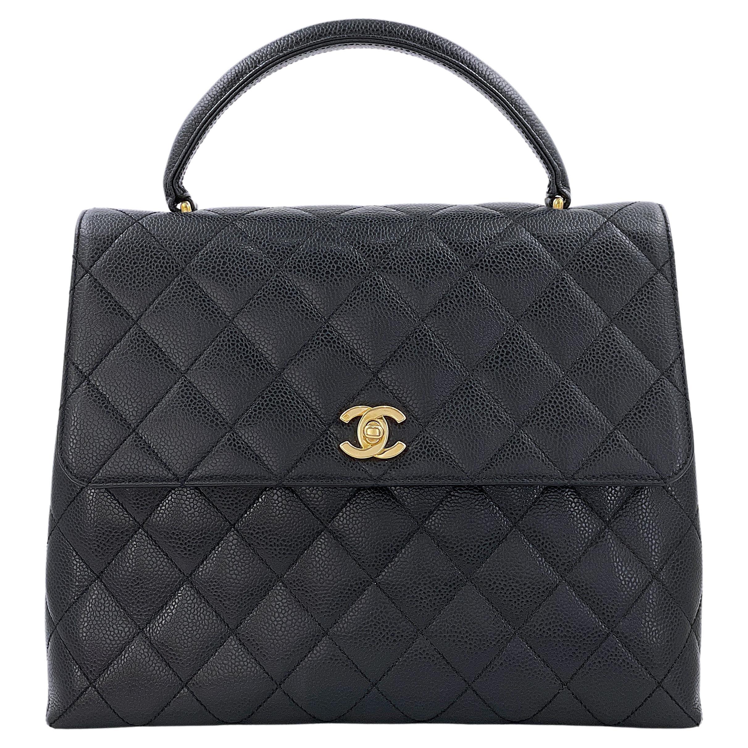 Chanel 2000 Vintage Black Caviar Classic Kelly Bag 24k GHW 67819 For ...