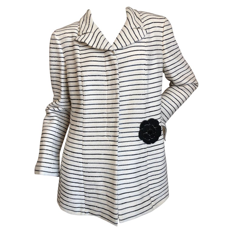 Chanel 2001 Cruise Collection Sequin Accented Jacket with Camelia For ...