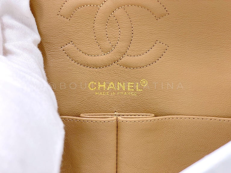 Chanel 2002 Vintage Beige Small Classic Double Flap Bag 24k GHW ...