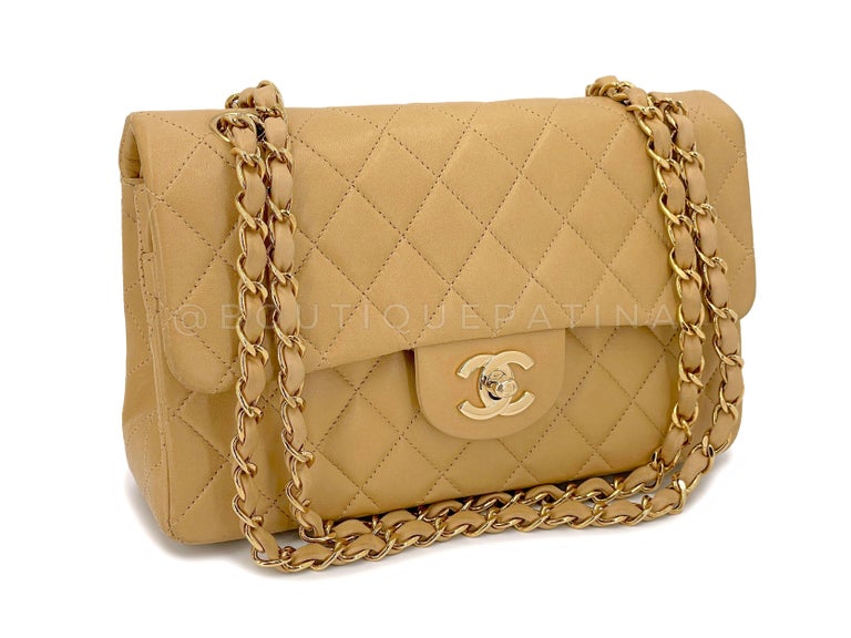 Chanel 2002 Vintage Beige Small Classic Double Flap Bag 24k GHW ...