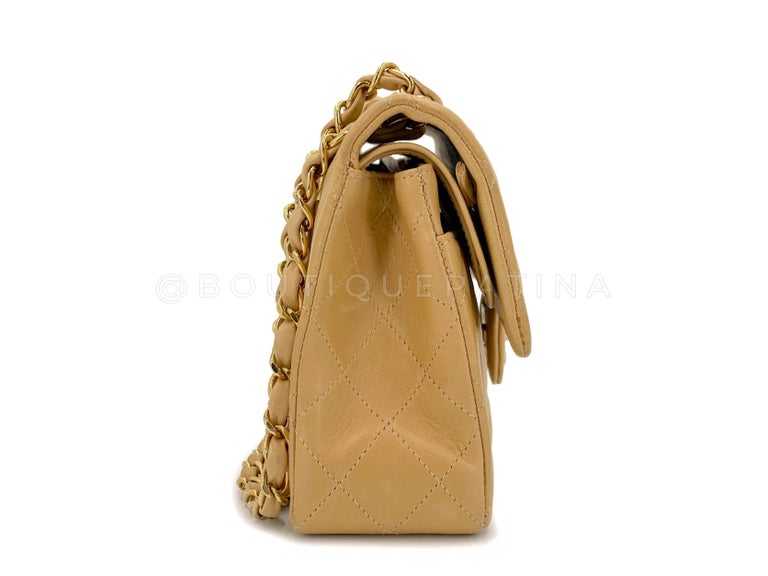 Chanel 2002 Vintage Beige Small Classic Double Flap Bag 24k GHW ...