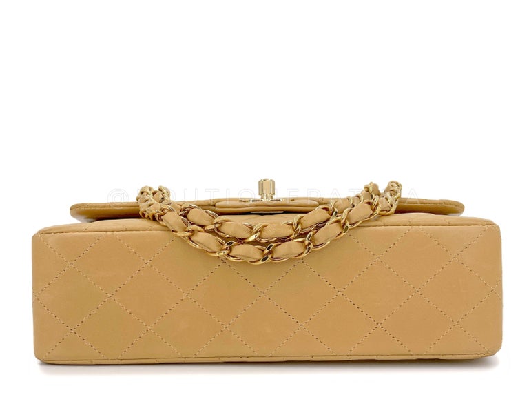 Chanel 2002 Vintage Beige Small Classic Double Flap Bag 24k GHW ...