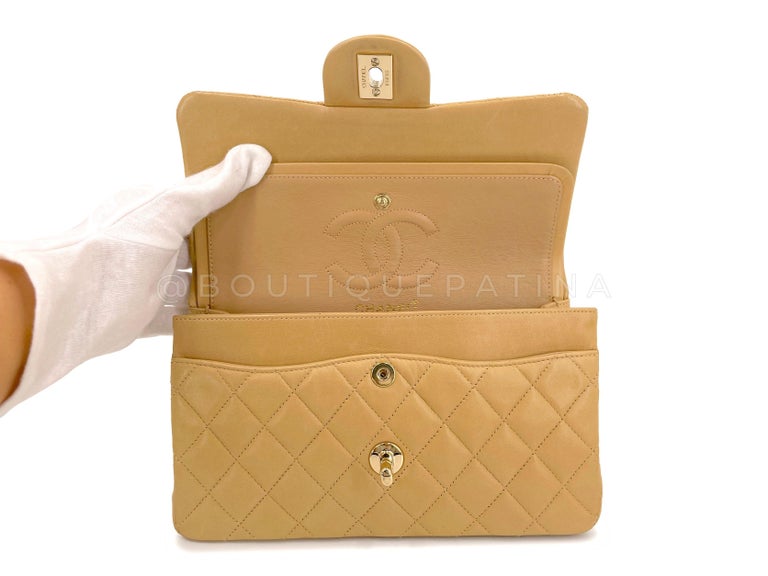 Chanel 2002 Vintage Beige Small Classic Double Flap Bag 24k GHW ...