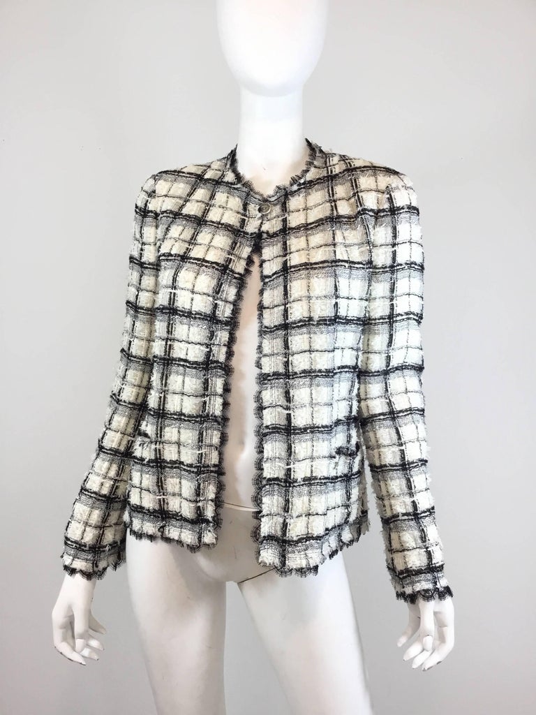 Chanel 2005 P Tweed Jacket with Lace Trim at 1stDibs
