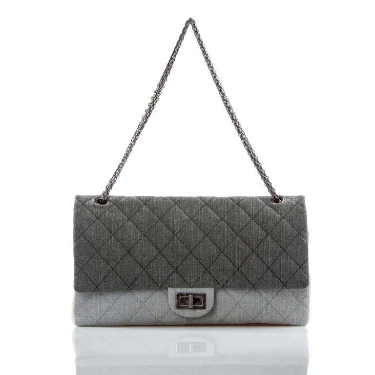 Chanel 2005 Vintage Classic Double Flap 2.55 Reissue Grey Denim Canvas ...